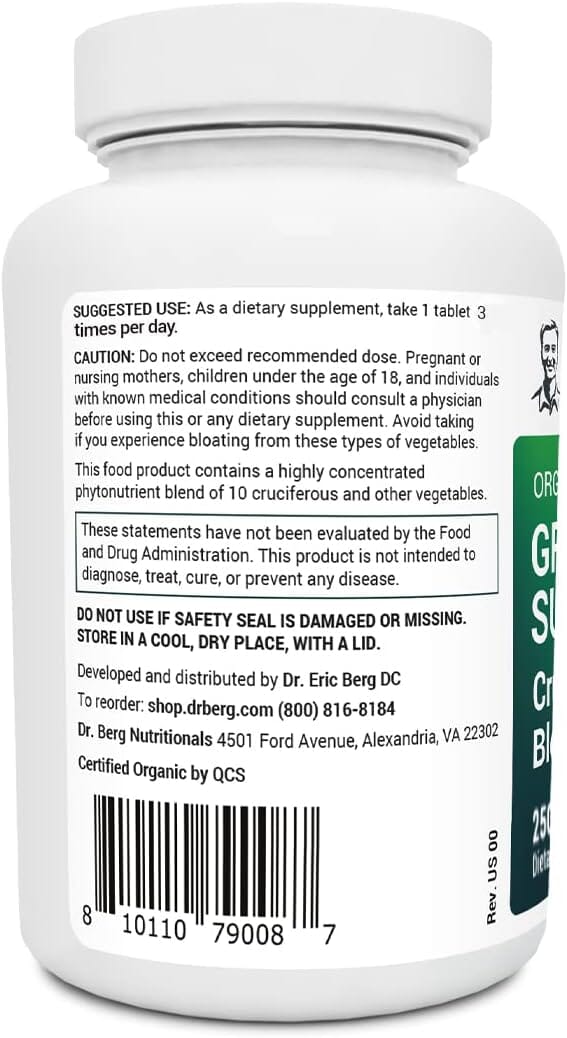 Dr. Berg's Greens Superfood Cruciferous Vegetable Tablets - Vegetable ...